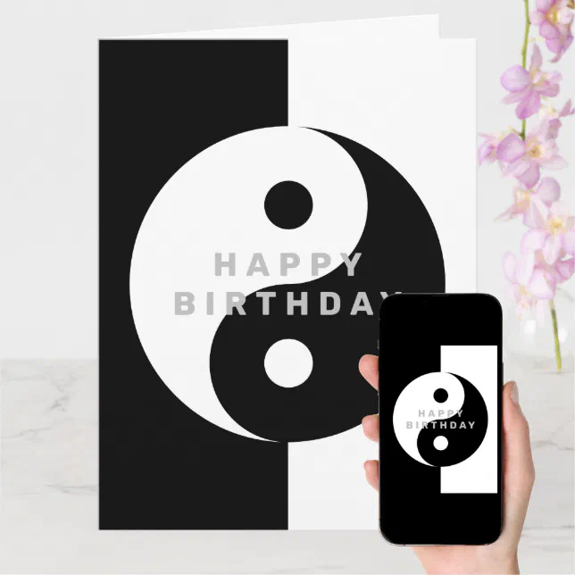 Custom Yin Yang symbol Birthday greeting card | Zazzle