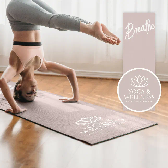 Custom Yoga Studio Logo Mat - Business Promotion | Zazzle