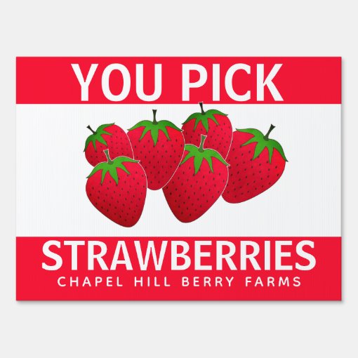 Custom You Pick Strawberry Farm Sign | Zazzle