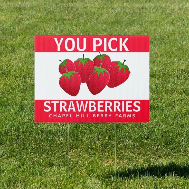 Custom You Pick Strawberry Farm Sign | Zazzle