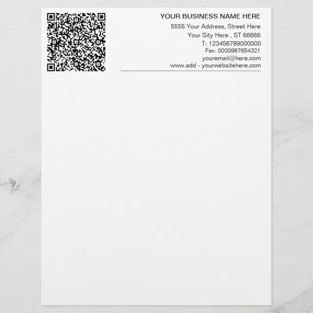 Custom Your Business Letterhead with QR Code | Zazzle
