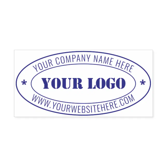 Custom Your Business Logo Name Info Oval Stamp | Zazzle