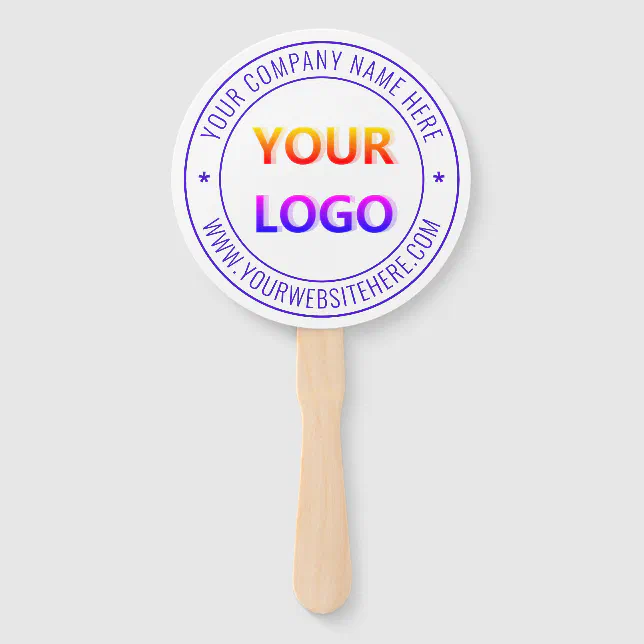 Custom Your Business Logo Name Text Info Hand Fan | Zazzle