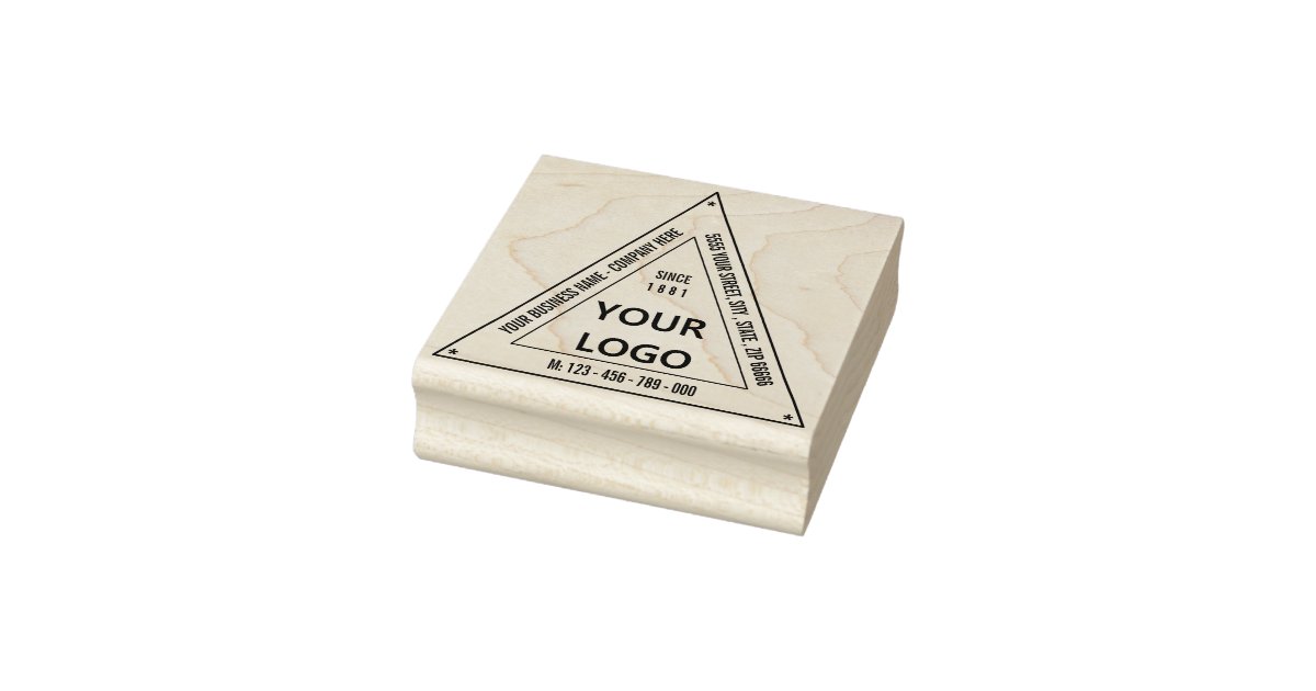 Custom Your Business Logo Triangle Rubber Stamp | Zazzle