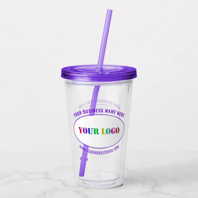 Custom Your Company Logo and Text Acrylic Tumbler | Zazzle