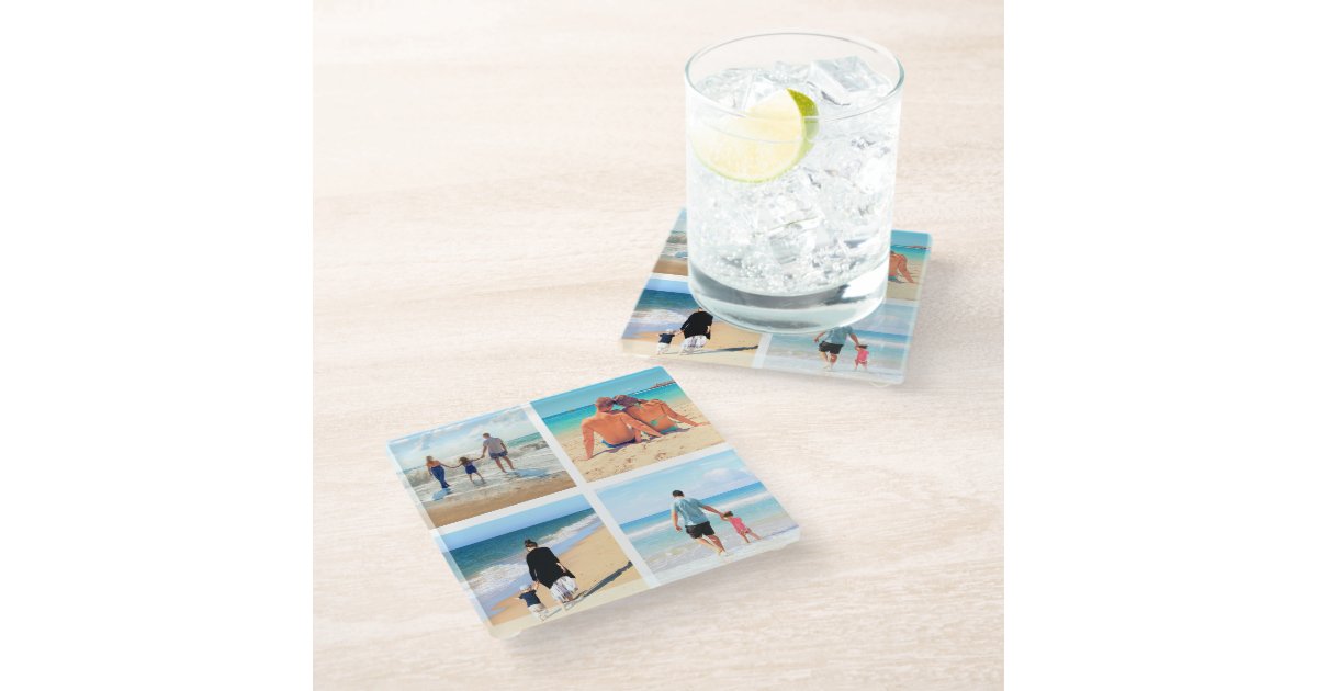 Custom Your Favorite Photo Collage Glass Coaster | Zazzle