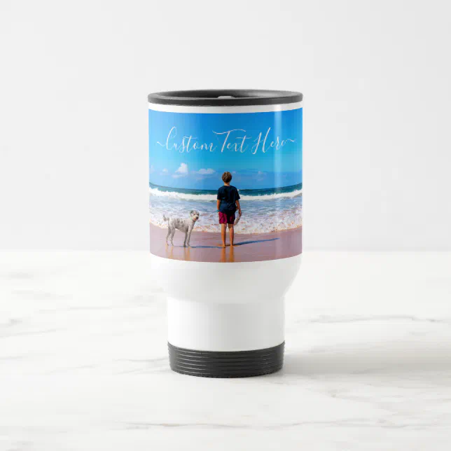 Custom Your Favorite Photo Travel Mug with Text | Zazzle