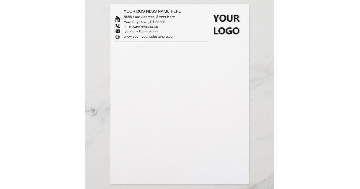 Custom Your Logo Address Info Business Letterhead | Zazzle