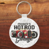 Custom YOUR NAME Hot Rod Garage Personalized Car Keychain | Zazzle