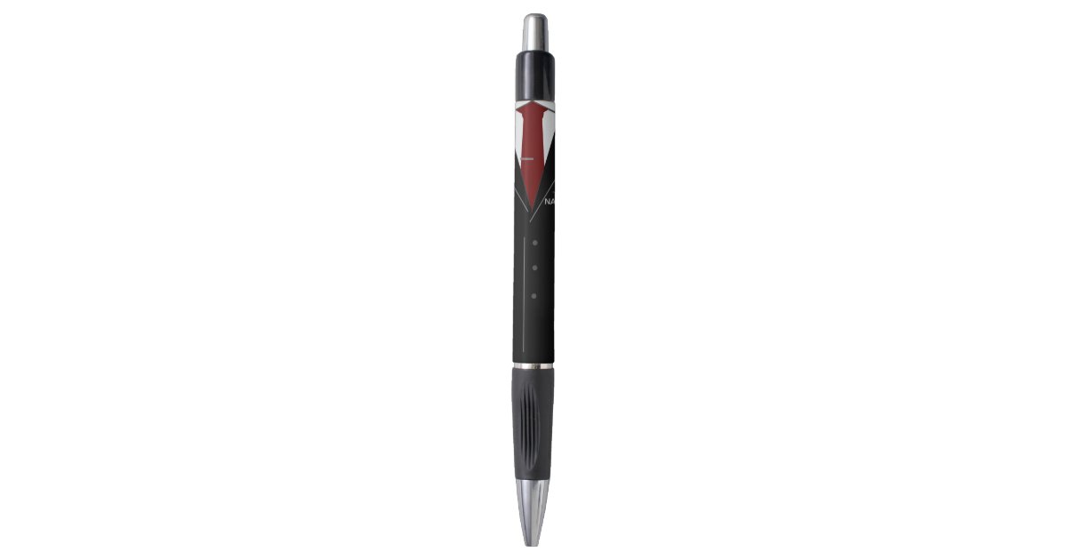 Custom Your Name Pen Business Black Suit and Tie | Zazzle