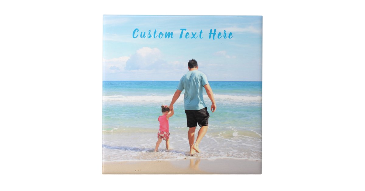 Custom Your Photo Ceramic Tile with Text | Zazzle
