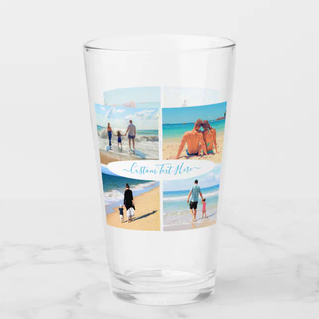 Custom Your Photo Collage Glass Gift with Text | Zazzle