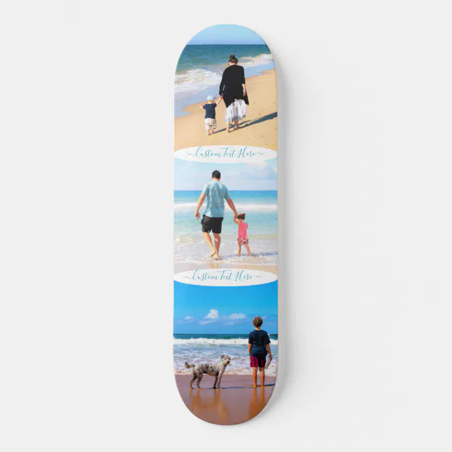 Custom Your Photo Collage Skateboard with Text | Zazzle