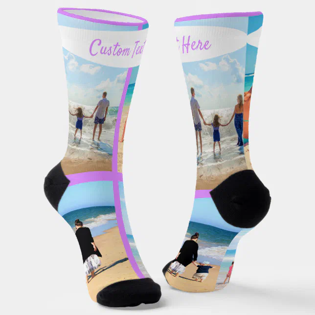 Custom Your Photo Collage Socks Gift with Text | Zazzle