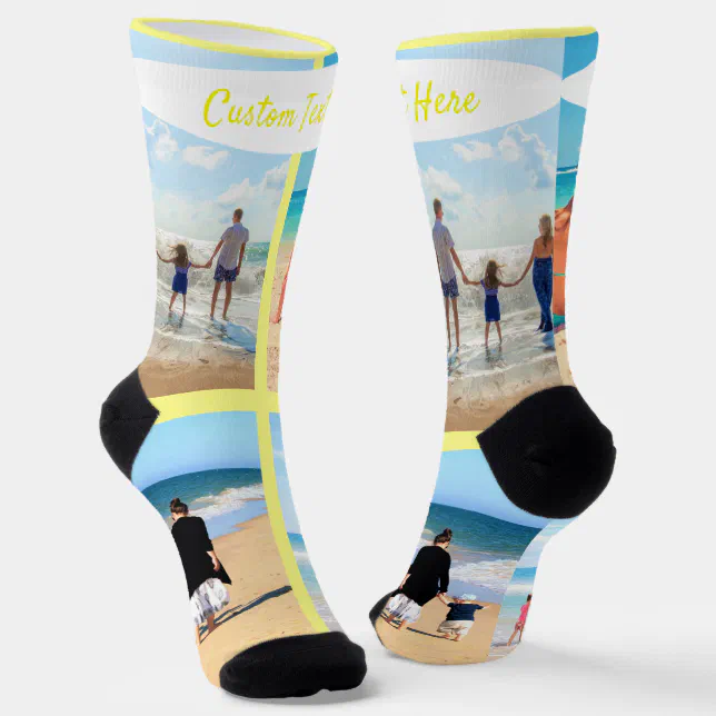 Custom Your Photo Collage Socks with Text Name | Zazzle
