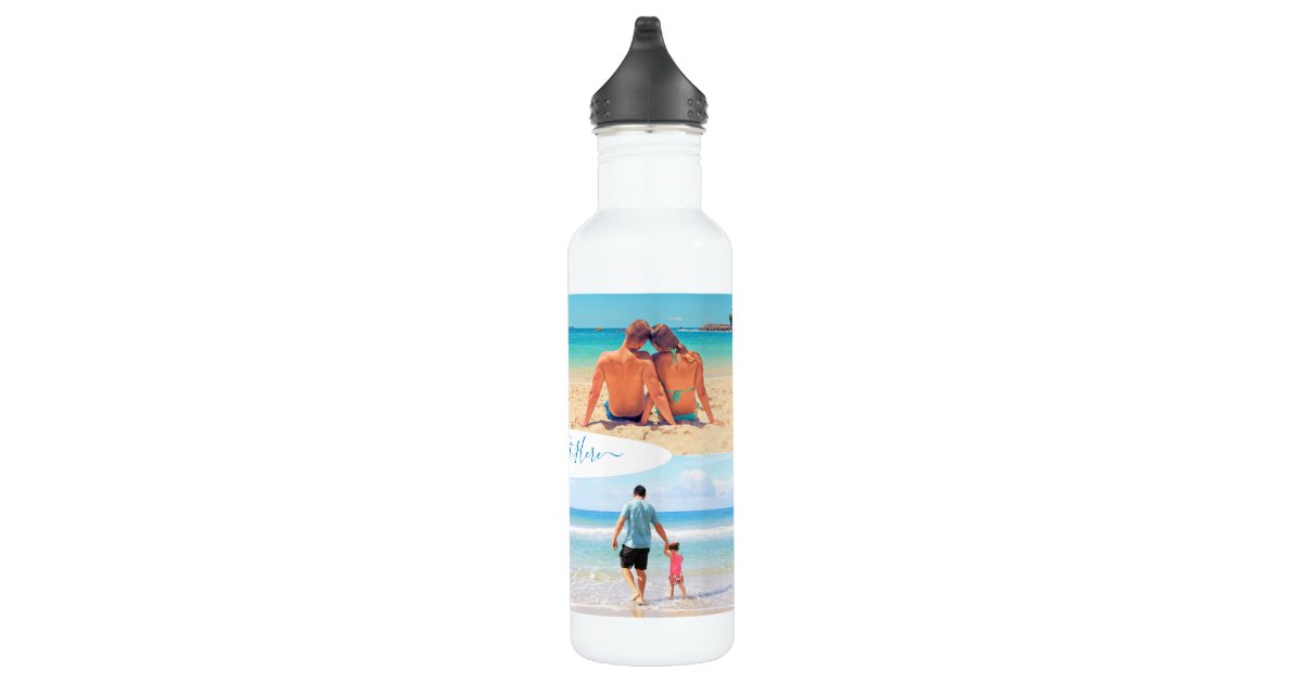 Custom Your Photo Collage Water Bottle with Text | Zazzle
