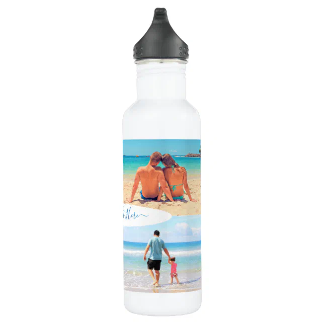 Custom Your Photo Collage Water Bottle with Text | Zazzle