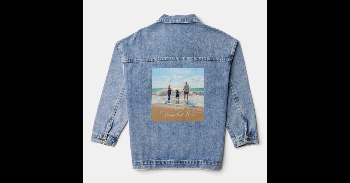 Custom Your Photo Denim Jacket with Text | Zazzle