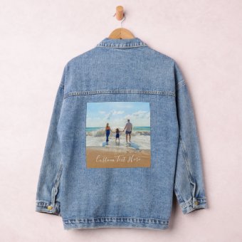 Custom Your Photo Denim Jacket with Text | Zazzle