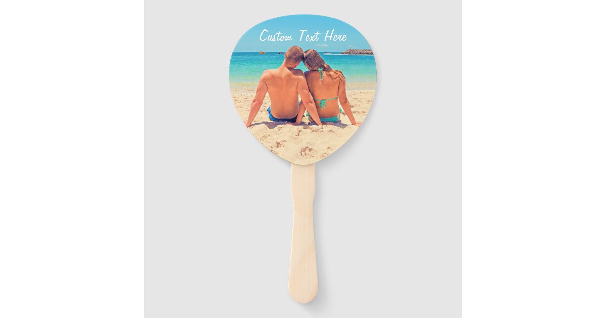 Custom Your Photo Hand Fan with Text | Zazzle
