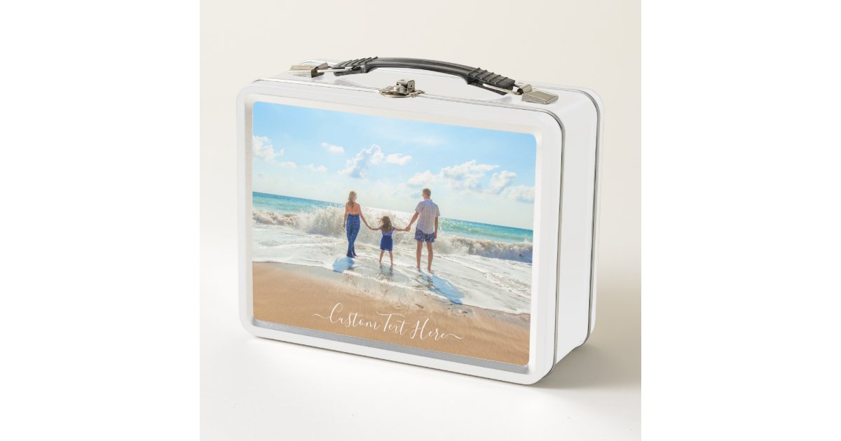 Custom Your Photo Metal Lunch Box with Text | Zazzle