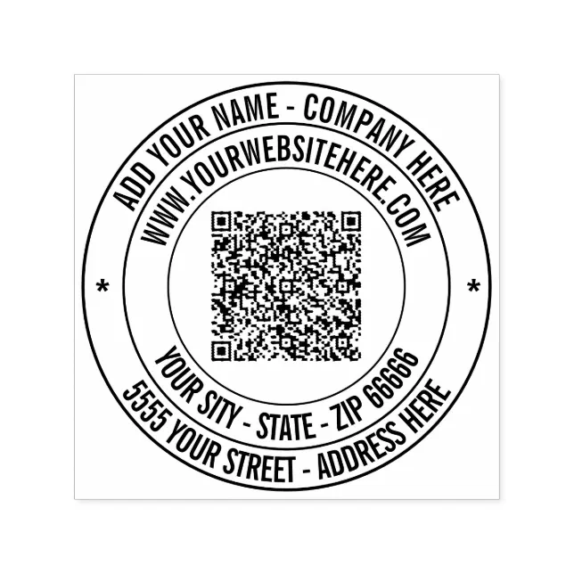 Custom Your QR Code Address Round Stamp Template | Zazzle