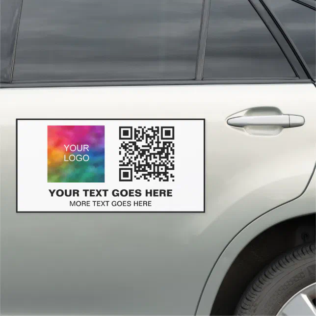 Custom Your Text Business Logo QR Code Trendy Car Magnet | Zazzle