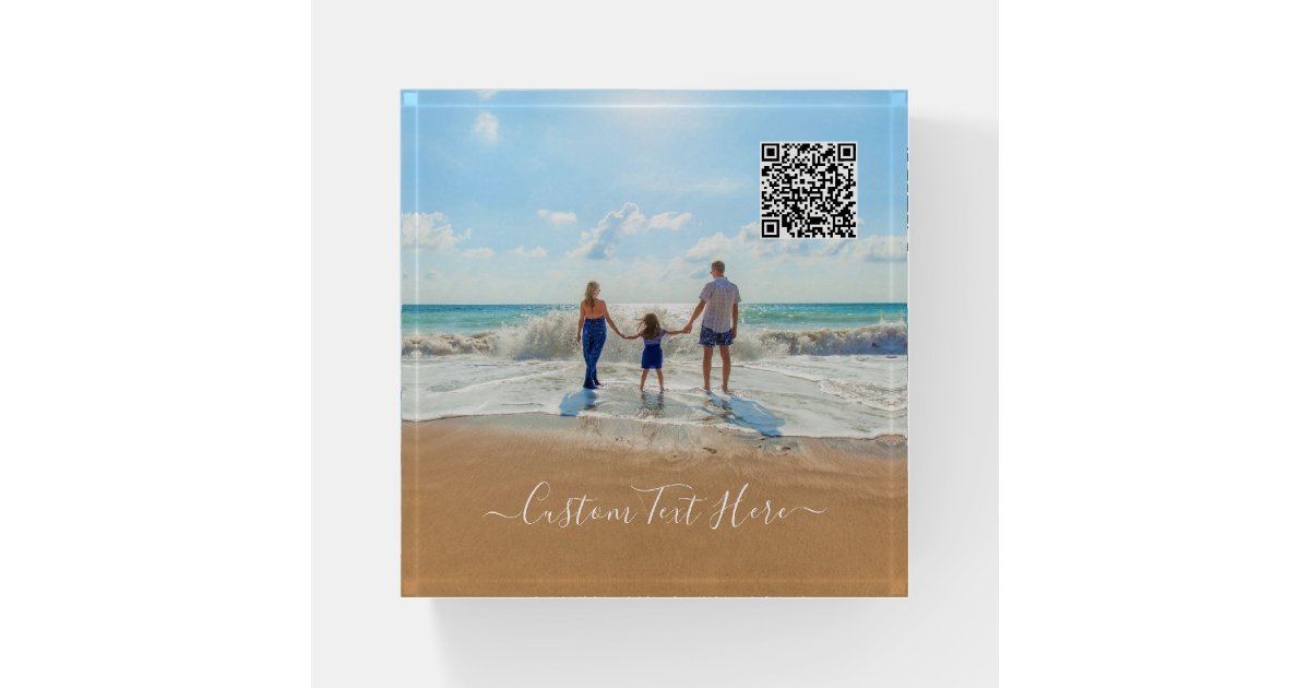 Custom Your Text Photo Paperweight with QR Code | Zazzle