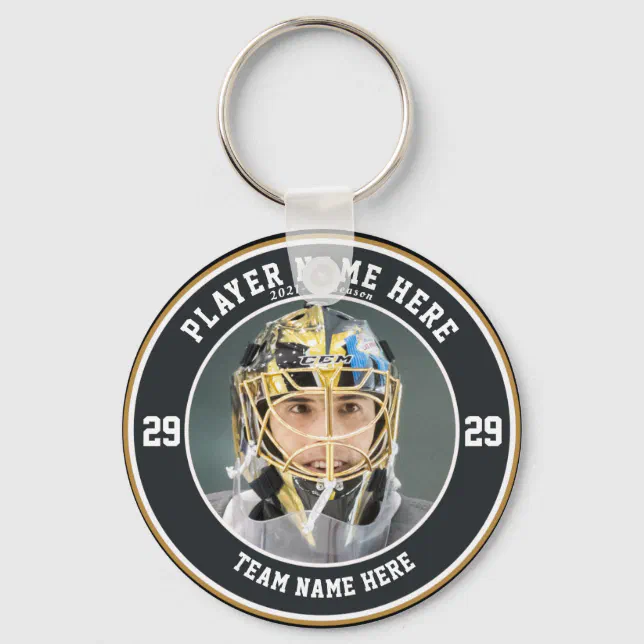 Custom Youth Ice Hockey Teams Button Keychain | Zazzle