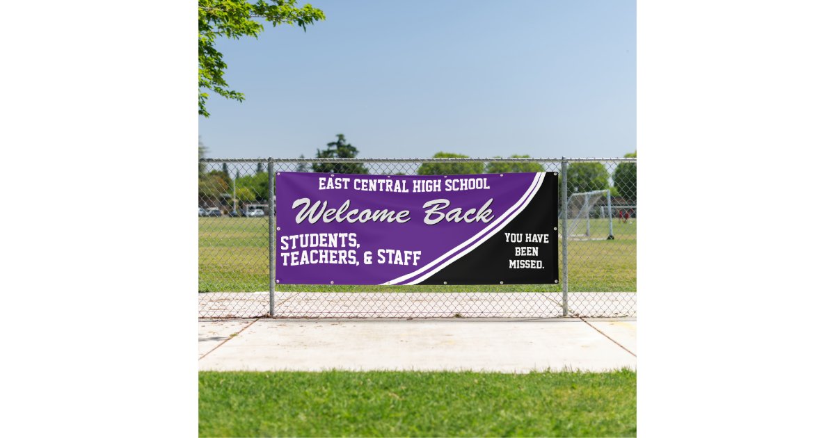 Custome Purple Welcome Back to School Banner | Zazzle