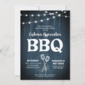 Customer Appreciation BBQ Rustic Blue Invitation | Zazzle