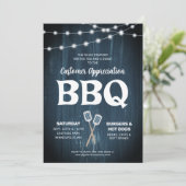 Customer Appreciation BBQ Rustic Blue Invitation | Zazzle