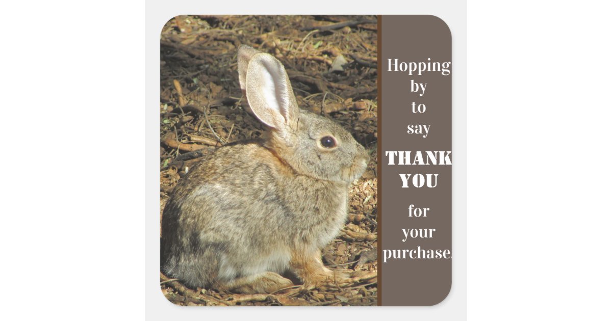 Customer Appreciation Bunny Business Thank You Square Sticker | Zazzle