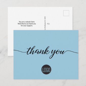 Customer Appreciation Business template Blue Postcard | Zazzle