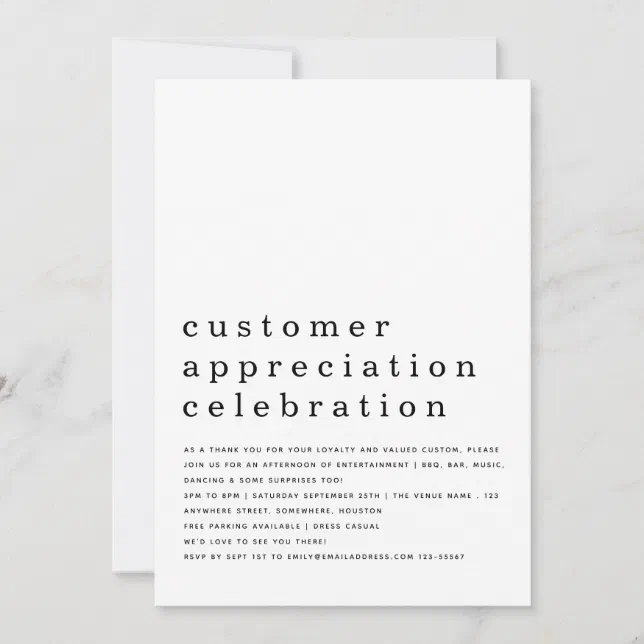 Customer Appreciation Celebration Business Logo Invitation | Zazzle