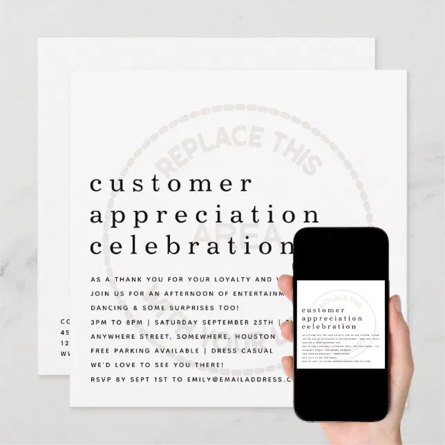 Customer Appreciation Day Business Tinted Logo Invitation | Zazzle