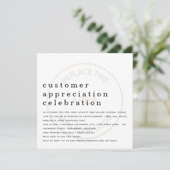 Customer Appreciation Day Business Tinted Logo Invitation | Zazzle