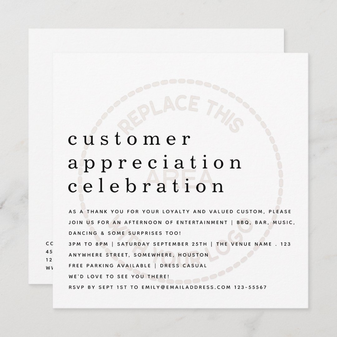 Customer Appreciation Day Business Tinted Logo Invitation | Zazzle
