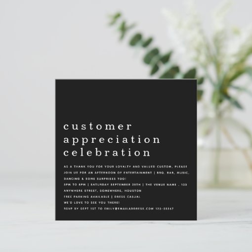 Customer Appreciation Day Logo Business Black Invitation | Zazzle