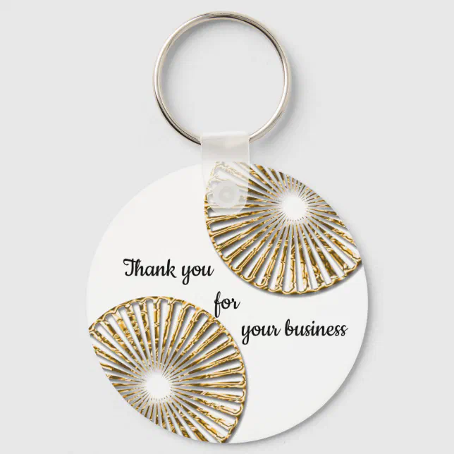 Customer Appreciation Golden Wheel Thank You Keychain | Zazzle