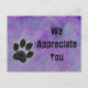 Customer Appreciation Paw Print Pet Dog Business Postcard | Zazzle