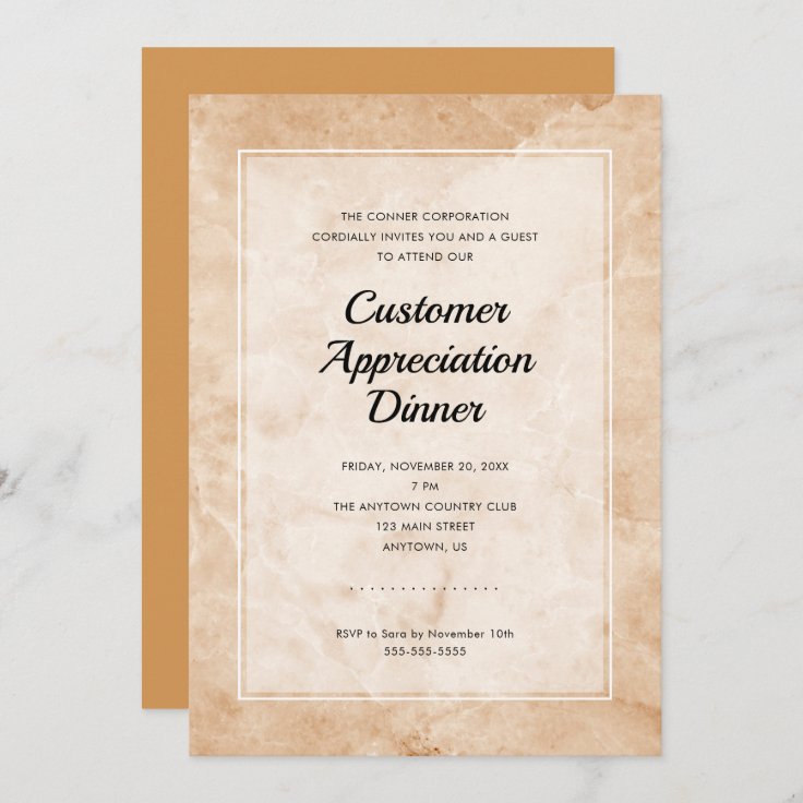 Customer Appreciation | Stylish Marble Background Invitation | Zazzle
