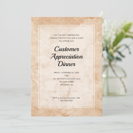 Customer Appreciation | Stylish Marble Background Invitation | Zazzle