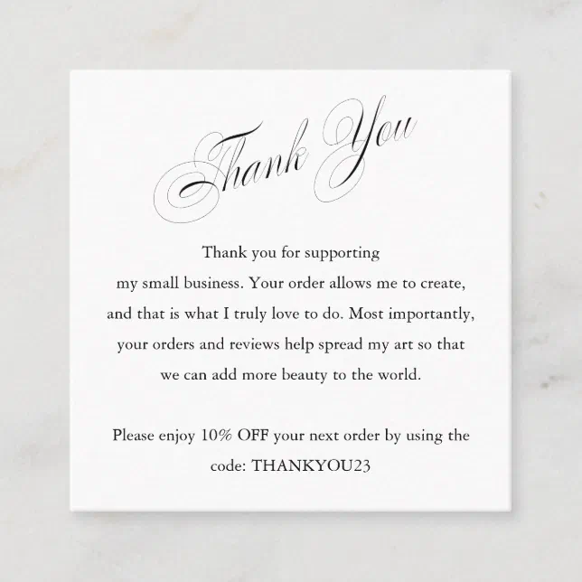 Customer Appreciation Thank You Coupon Discount B Square Business Card ...