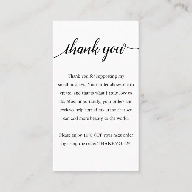 Customer Appreciation Thank You Coupon Discount Business Card | Zazzle