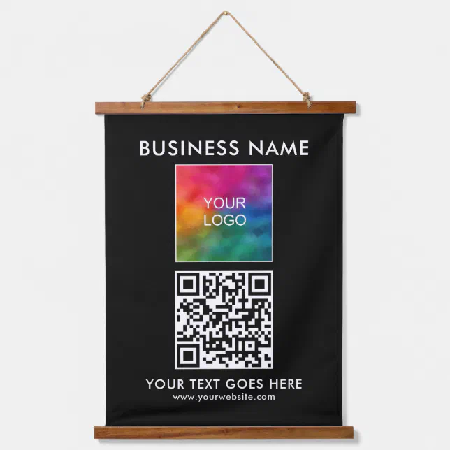 Customer Business Company Logo Text QR Code Hanging Tapestry | Zazzle
