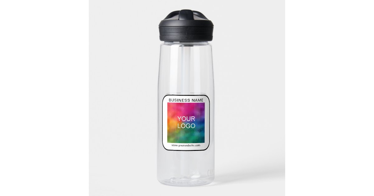 Customer Business Name Logo Url QR Code Modern Water Bottle | Zazzle