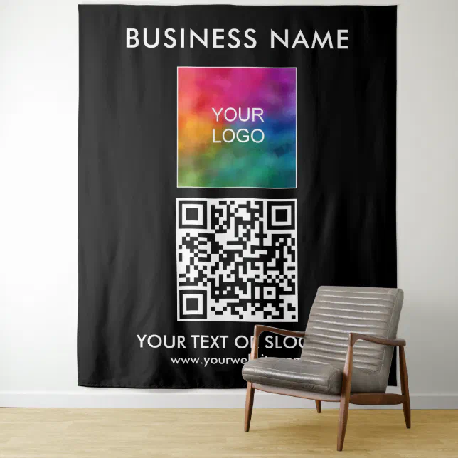 Customer Event Seminar Party Logo QR Code Backdrop | Zazzle