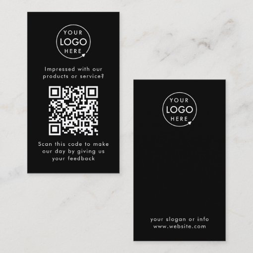 Customer Feedback | QR Code Black Business Review Business Card | Zazzle