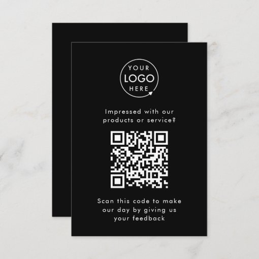 Customer Feedback | QR Code Black Business Review Enclosure Card | Zazzle